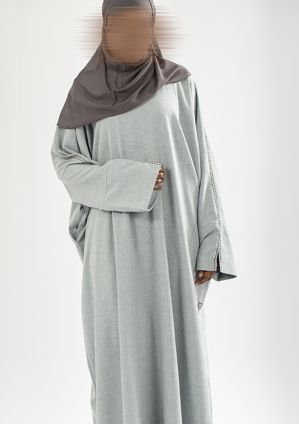 LINEN Wide Cut Abaya - Cloud | AHDLondon